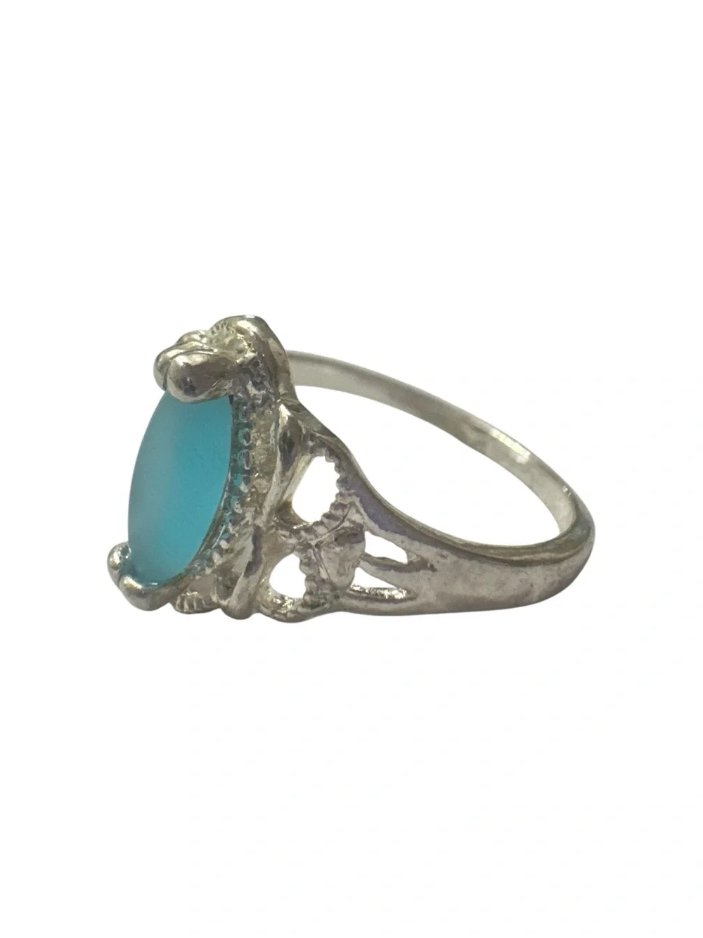 Jewelry | Silver Filigree Ring With Teal Cats Eye Stone | Poshmark